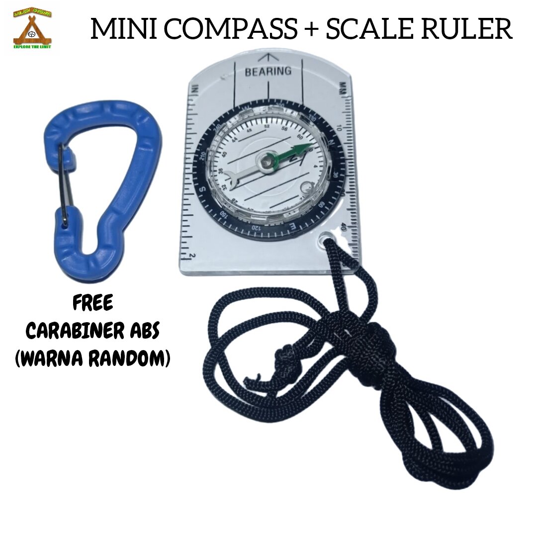kompas mini compass dengan penggaris skala Survival kit | Lazada Indonesia