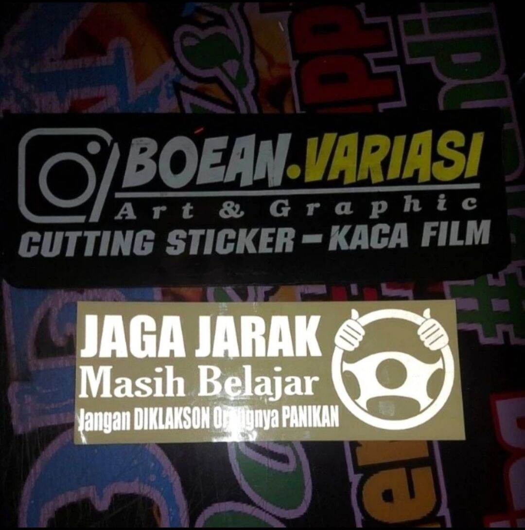 Cutting sticker JAGA JARAK MASIH BELAJAR | Lazada Indonesia