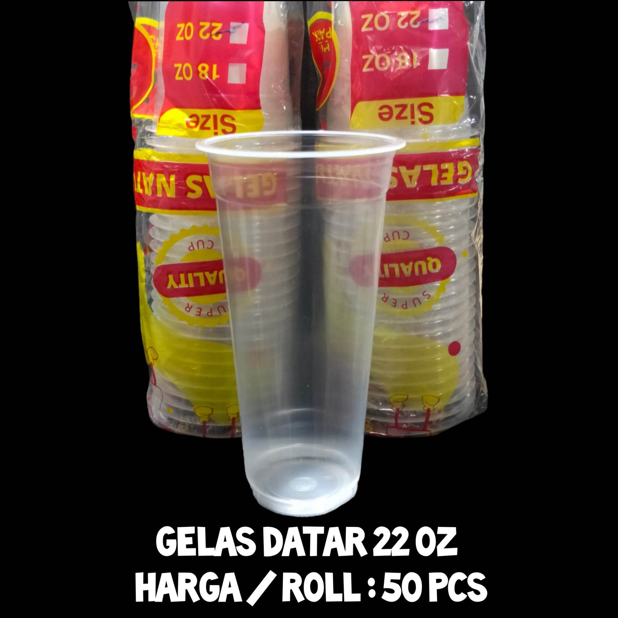 Gelas Plastik Bening Datar 22oz Isi 50pcs / Gelas Slim / Gelas Es Teh ...
