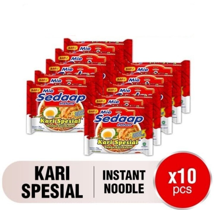 Mie Sedaap Instant Mi Kuah Rasa Kari Spesial 75gr Isi 10pc | Lazada ...