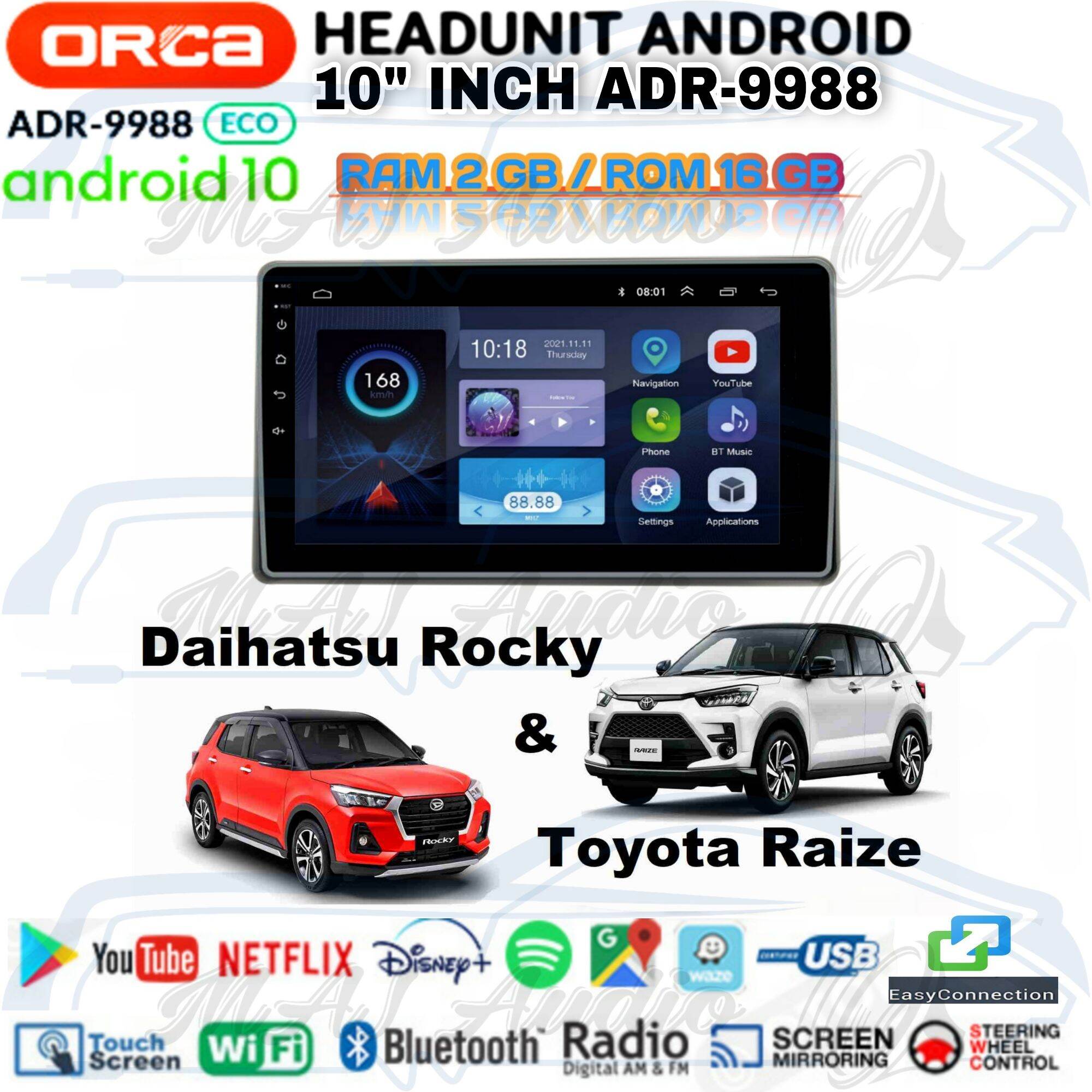 Head Unit Android ORCA ECO 10 inch OEM Toyota Raize Plug & Play ...