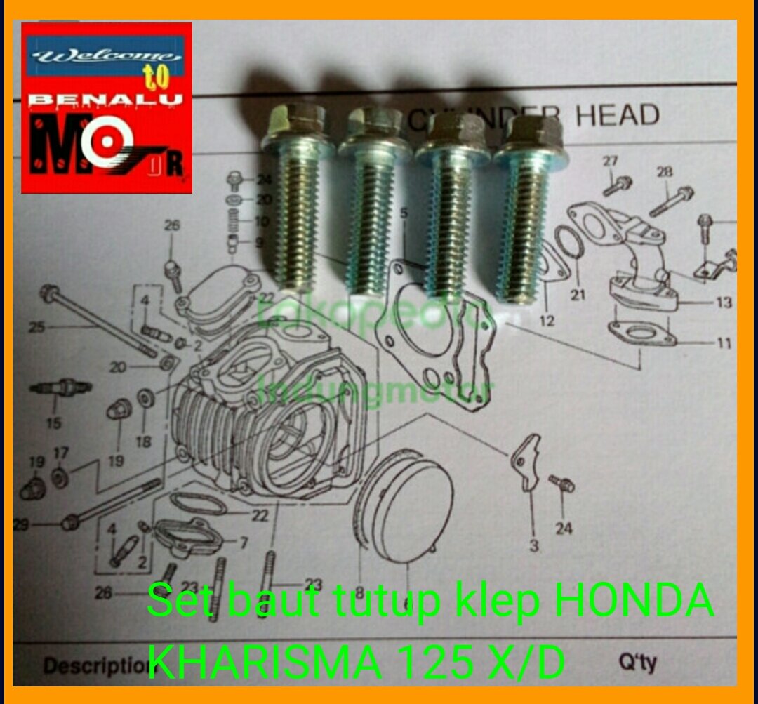 baut set tutup klep motor honda kharisma x125 x/d | Lazada Indonesia