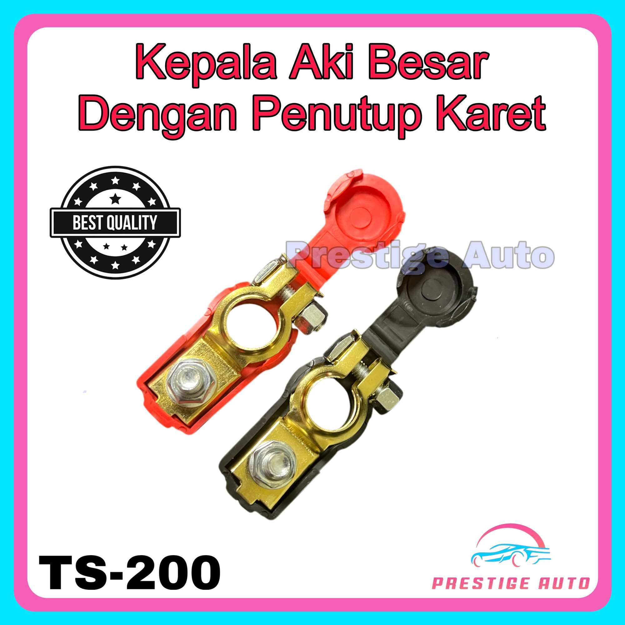 Kepala Aki Besar Kuningan Komplit Penutup Karet 1 Pasang - Klem Accu ...