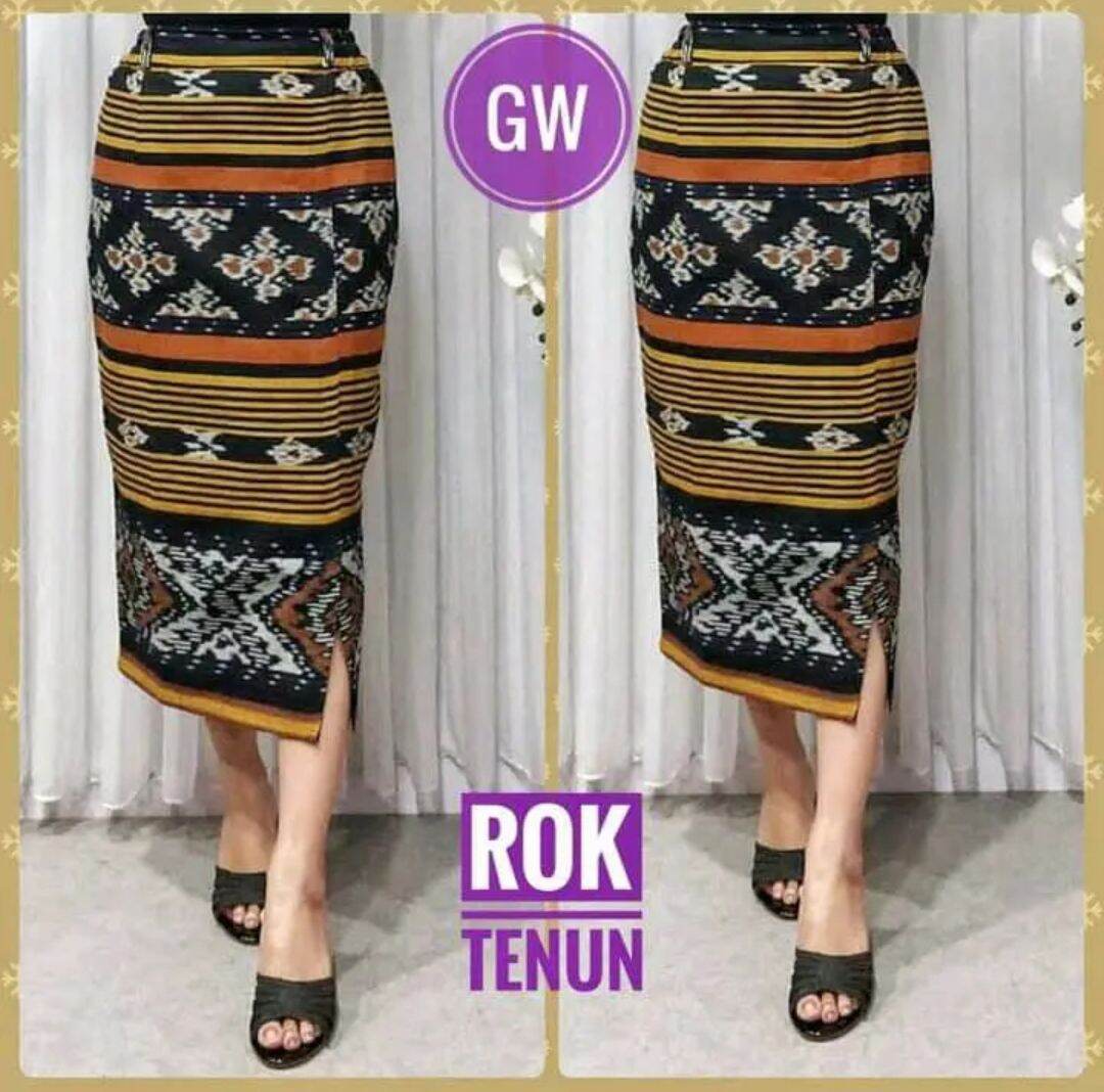 ROK SPAN TENUN WANITA 7/8 MOTIF BELAHAN SAMPING, ROK KERJA, ROK GEREJA ...