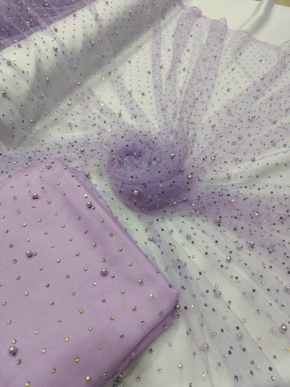 Kain tule mutiara Swarovski / kalin tule gliter queen ( harga per ...