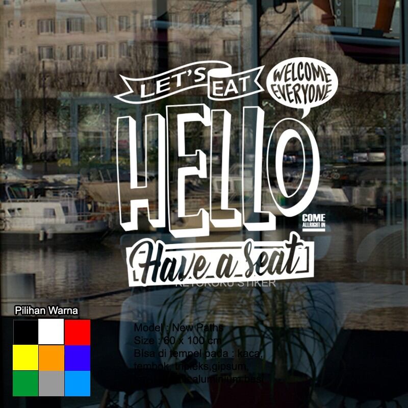 Stiker Kaca Cafe Resto Sticker Kaca Cutting Hello Coffee Shop Kopi Anti ...
