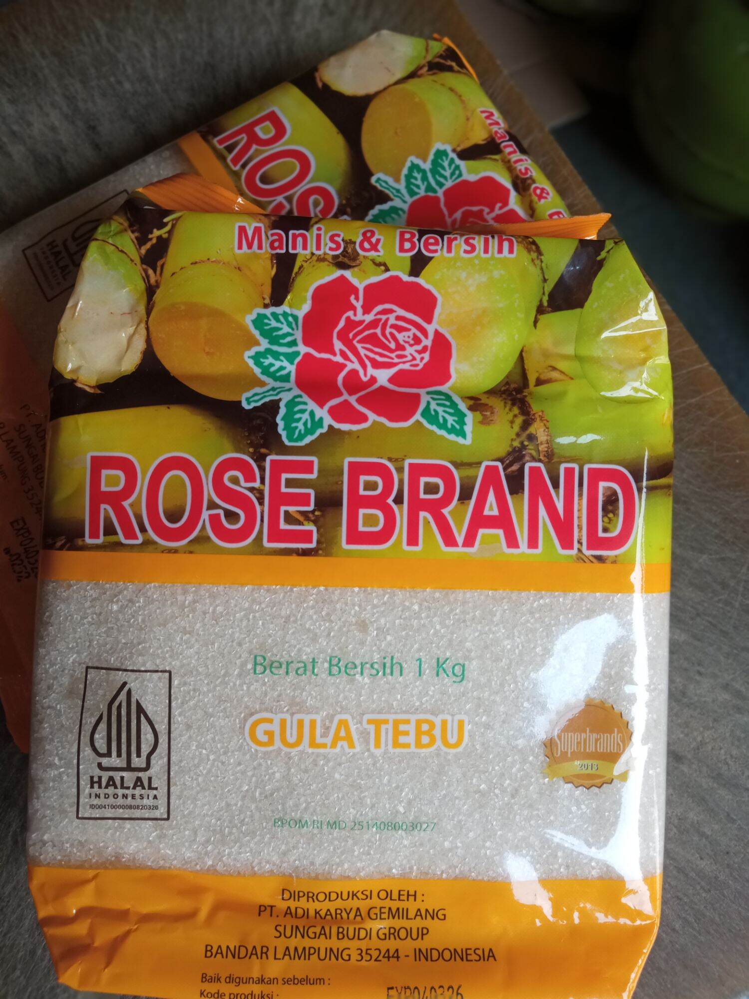 Gulaku/Gula pasir Rose brand gula Tebu Kuning / Hijau 1kg - gula Rose ...