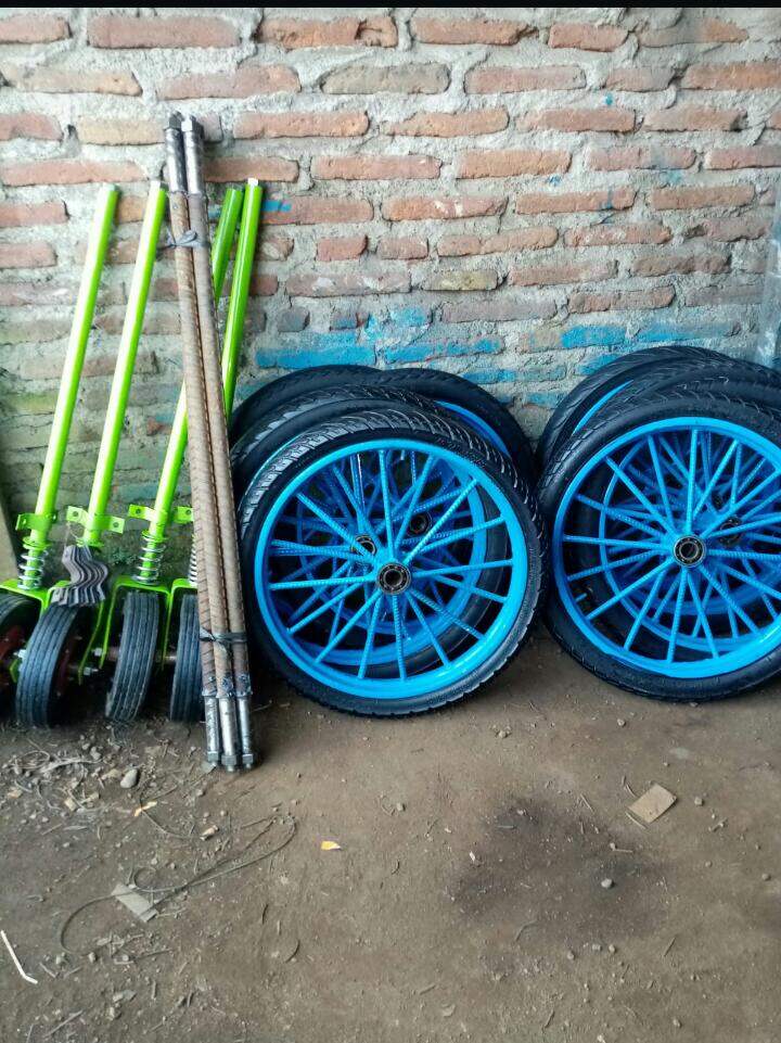 RODA GEROBAK SaTu SET KoMplit (RODa duA ring 17+As+roda cabang pembantu ...