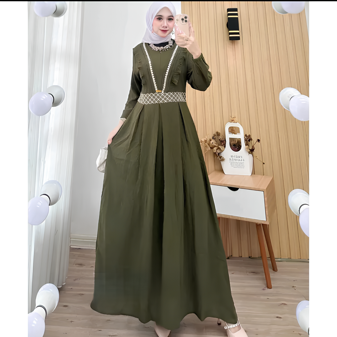 Elzaid Dress Crinkle Airflow Mix Brokat Model V Terbaru // Gamis ...