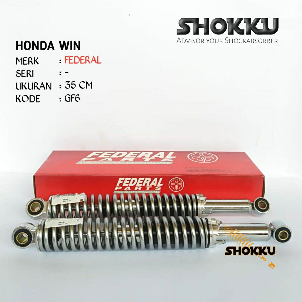 Shock belakang honda win merk federal warna silver chrome ukuran 35 cm ...