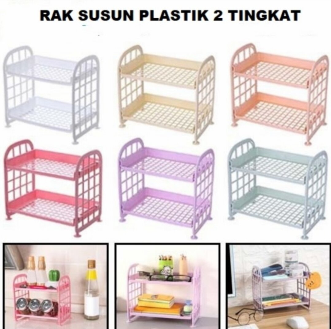 Rak meja plastik mini 2 tingkat multifungsi/Rak 2 susun Rak meja rias ...