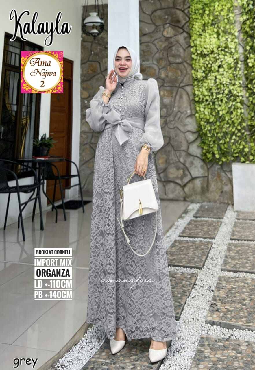 Kalayla Dress Brukat mix Organza by Ama Najwa 2 | Lazada Indonesia