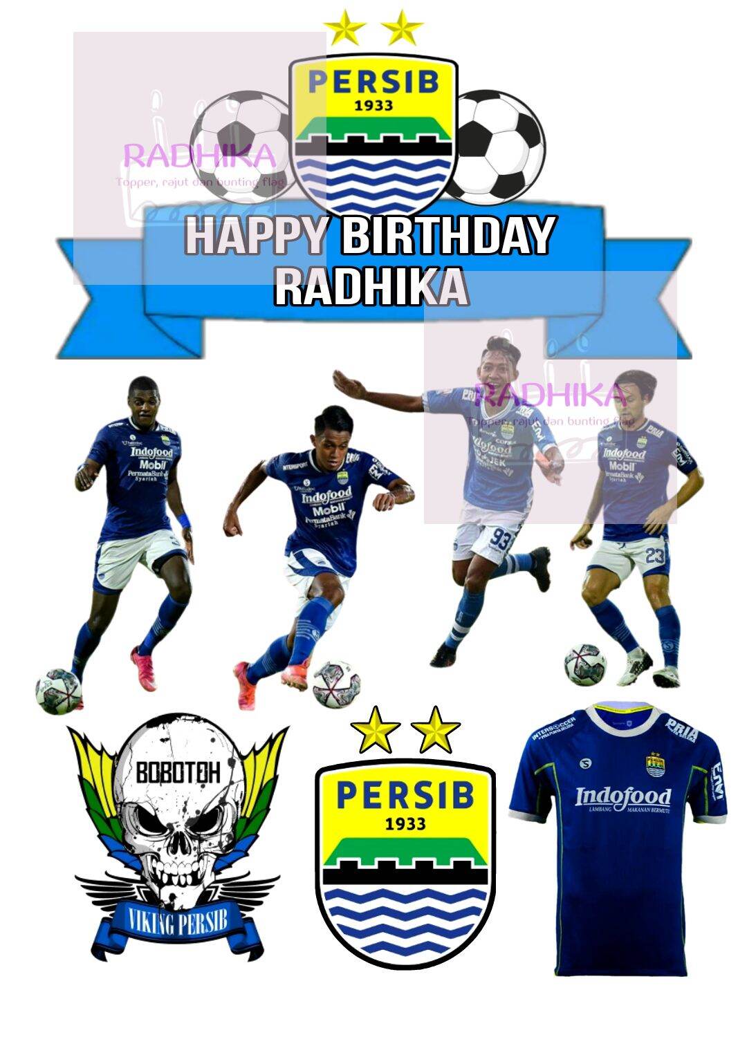 Topper kue Persib custom nama | Lazada Indonesia