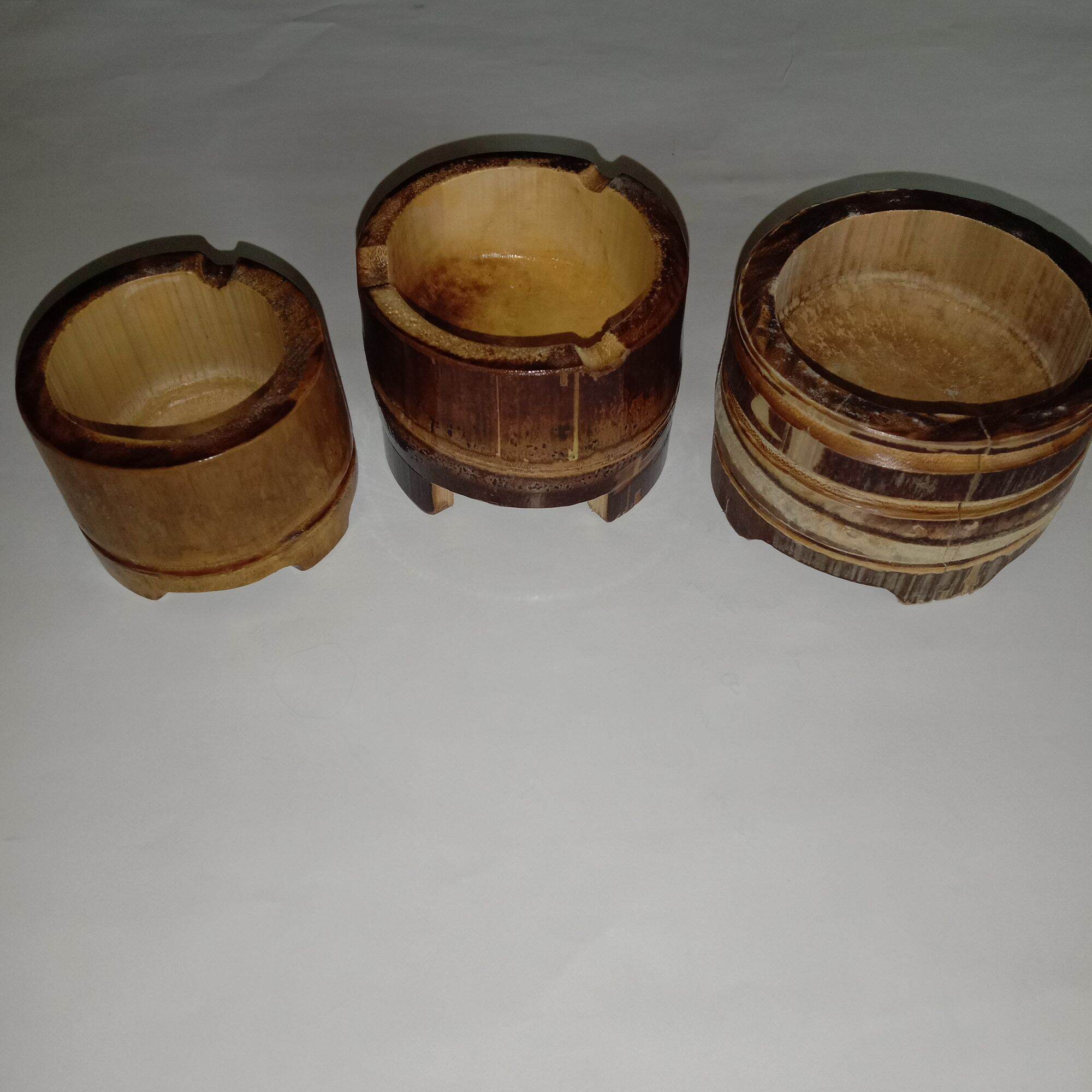 asbak rokok keren unik bulat dari bambu bitung.3 buah cocok untuk di ...