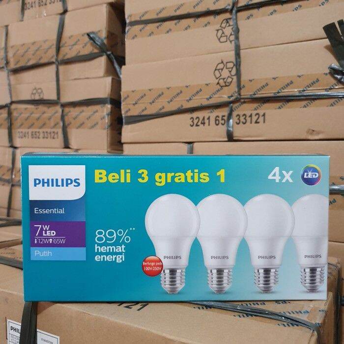 Lampu Philips esential led MULTIPACK ISI 4 LAMPU/6500K(CAHAYA:PUTIH ...