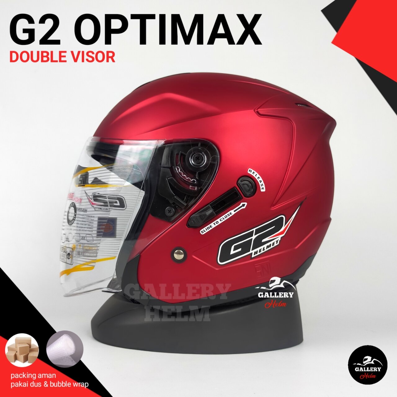HELM G2 OPTIMAX SOLID MARUN DOFF | HELM | HELM DOUBLE VISOR | Lazada ...