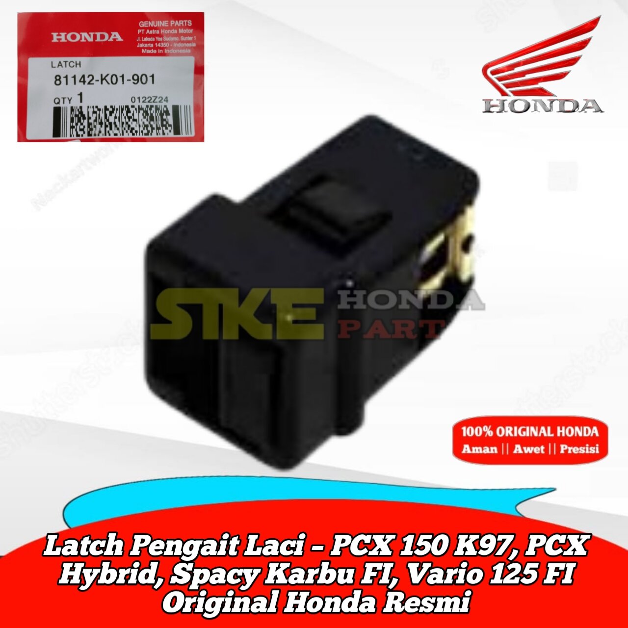 81142-K01-901 Latch Pengait Laci – PCX 150 K97, PCX Hybrid, Spacy Karbu ...