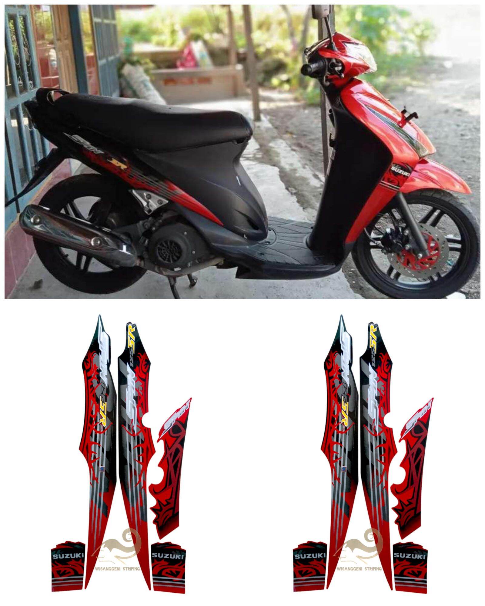 Striping Stiker Lis Les Polet Body Motor Suzuki Spin 125 SR 2010 Merah ...