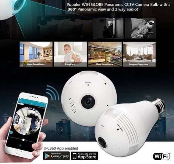 CCTV V20-D Ip Camera WiFi 360 Derajat Panorama Bola Lampu Fisheye ...