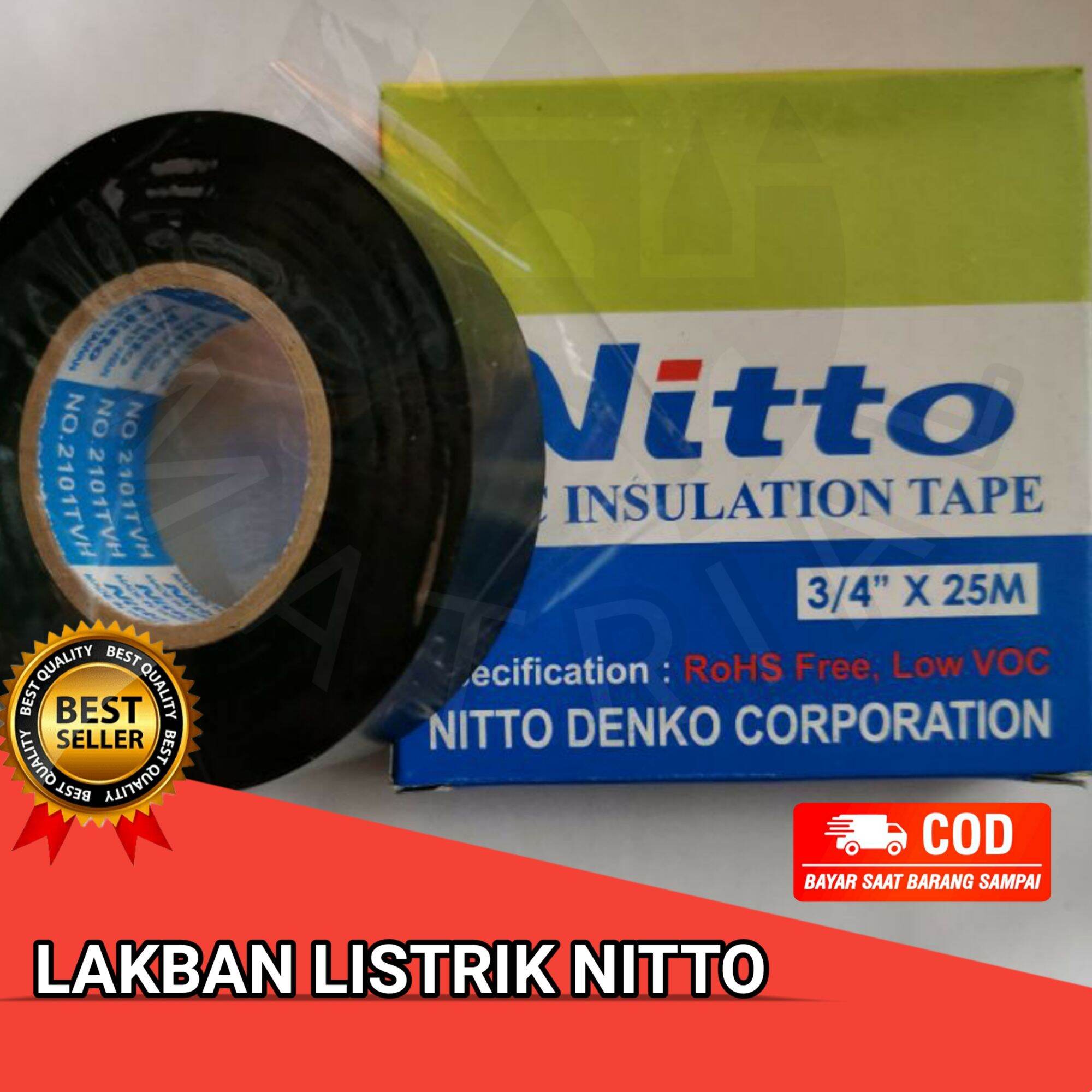 Nitto Isolasi Listrik Tape Listrik Nitto 30 m Isolasi Hitam Murah ...