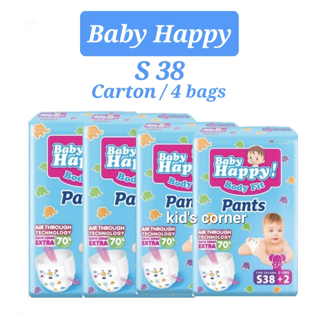 Baby Happy (Karton) S38+2/M32/L28/XL26/XXL24 Popok Celana Diaper Baby ...