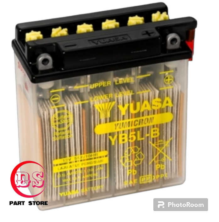 AKI ACCU YUASA YB5LB 12V-5AH ( BASAH ) 12 VOLT - 5 AMPERE ( GRAND / SUPRA / LEGENDA / ALFA ...