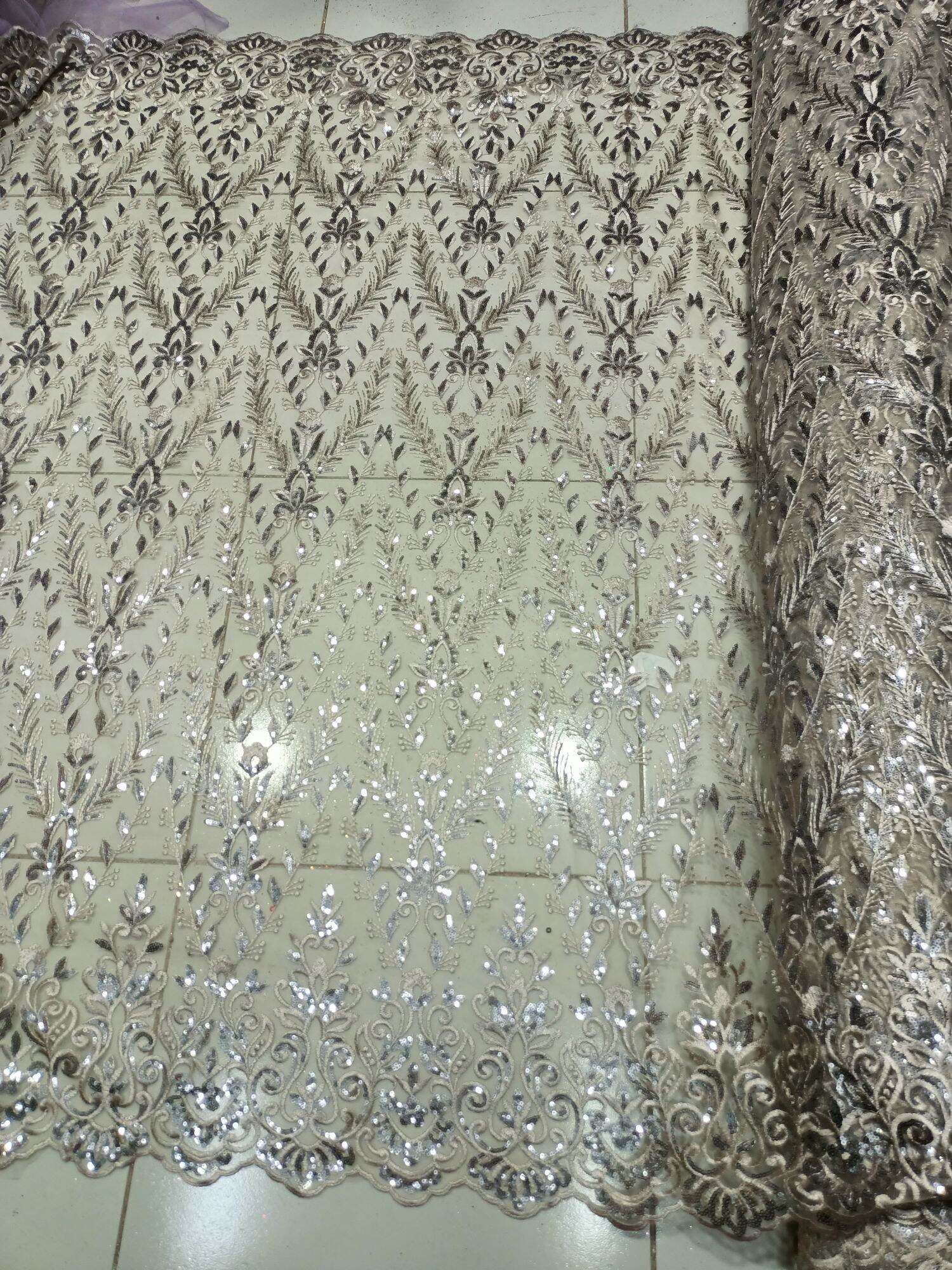 kain tulle payet sequin / tule bordir payet / elisabe/ bahan kebaya ...
