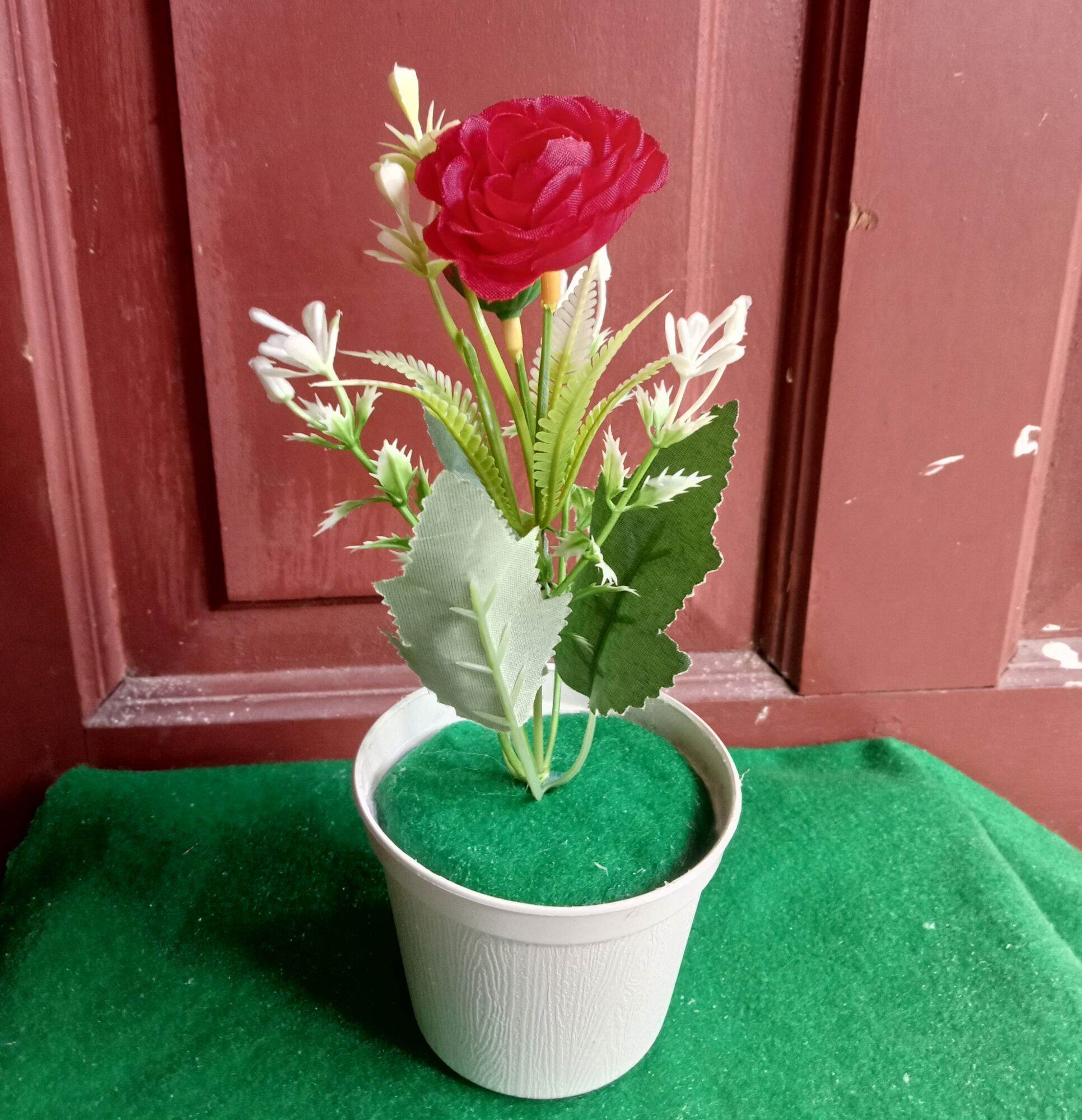 bunga mawar mini plastik lengkap dengan pot hiasan meja ruang tamu dan ...