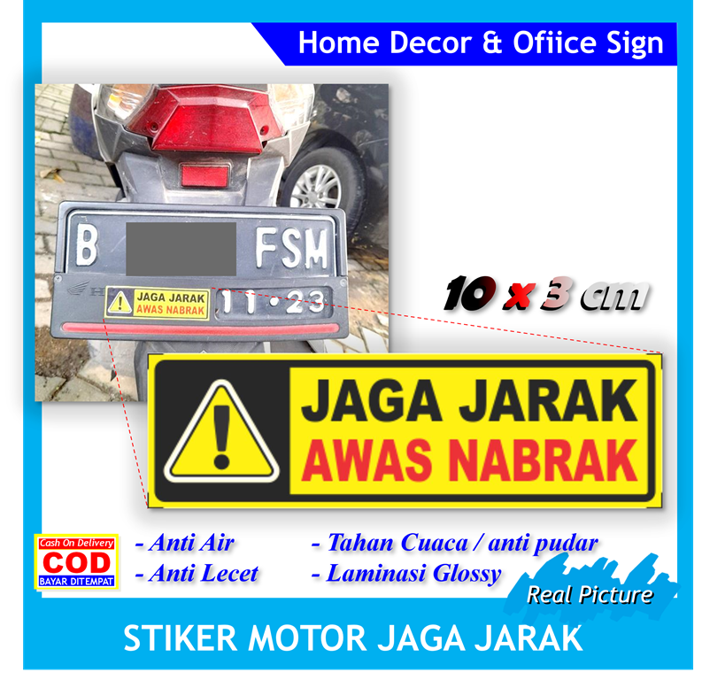 Stiker motor jaga jarak awas nabrak sticker ketertiban keamanan ...