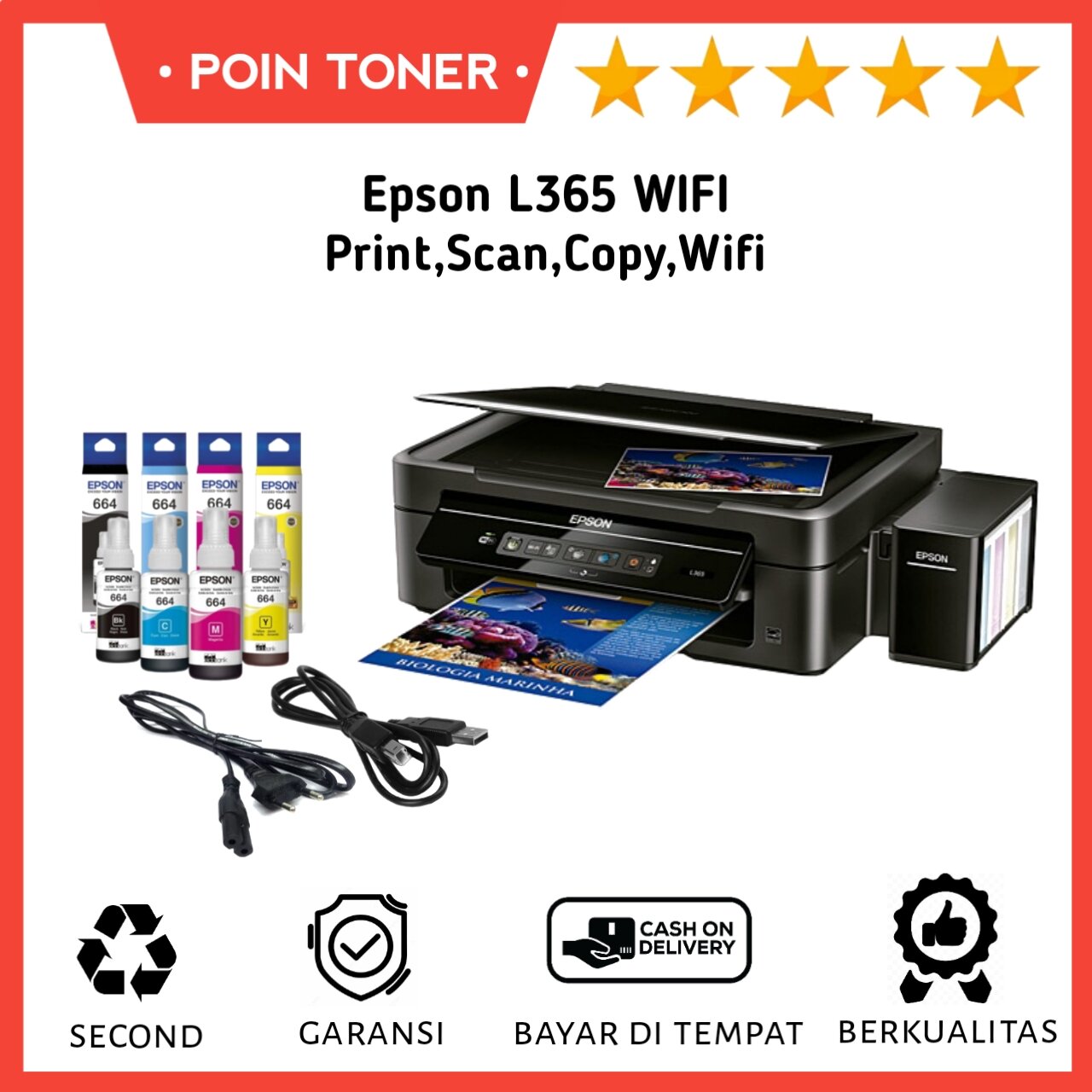 Printer Epson L365 WiFi Print,Scan,Copy | Lazada Indonesia