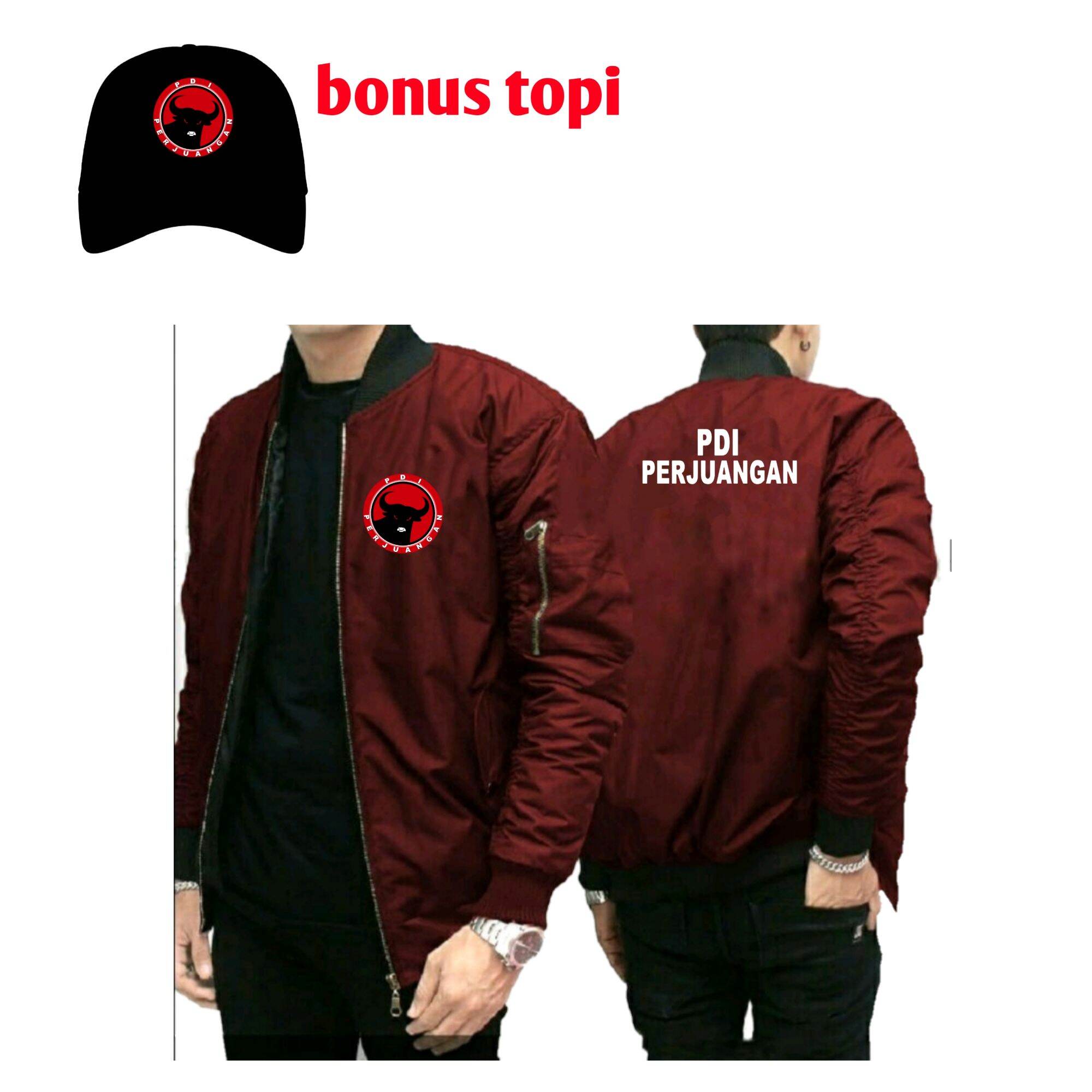 jaket Bomber partai PDI perjuangan ples bonus topi | Lazada Indonesia