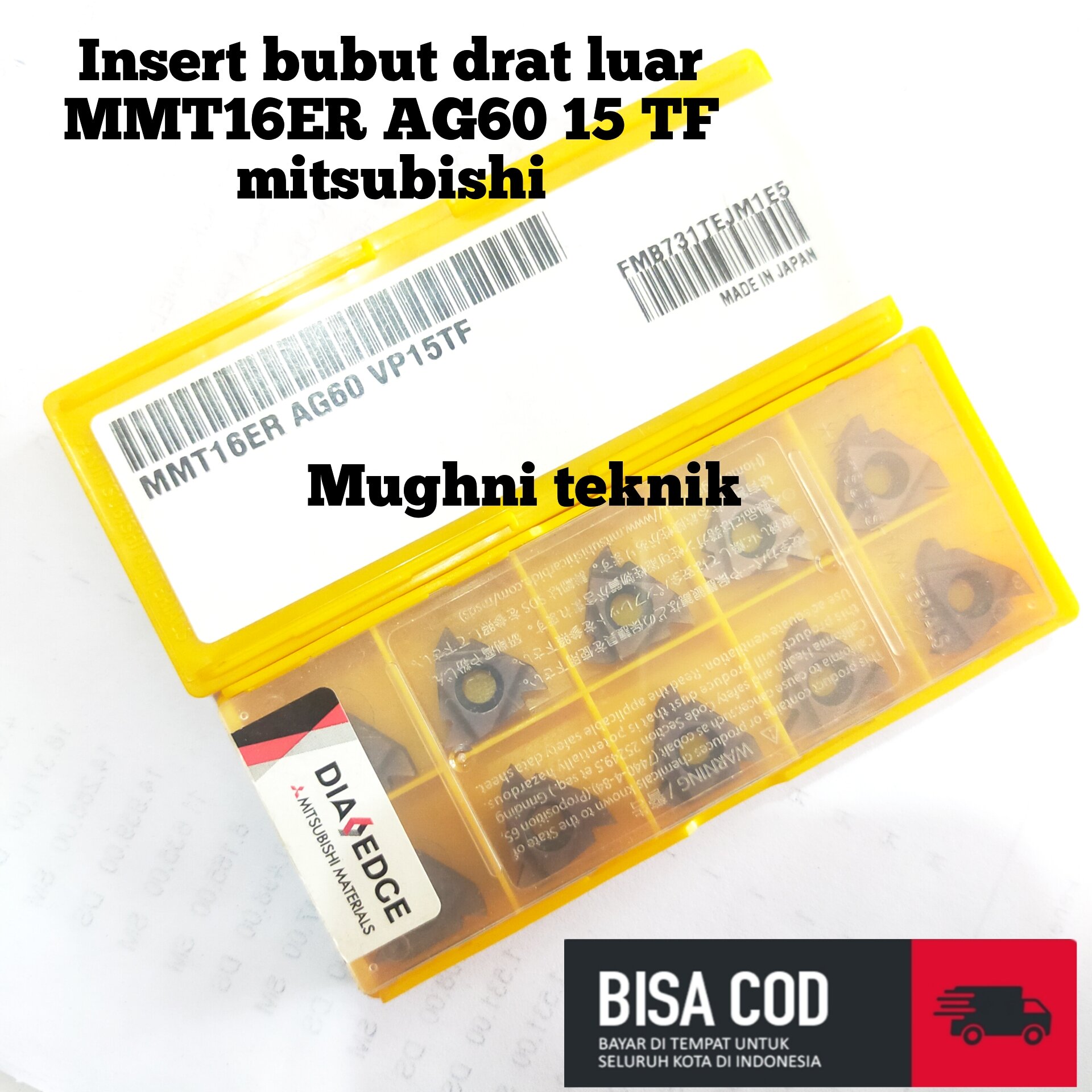 MMT16ER AG60 VP15TF insert ulir carbide insert bubut drat luar BUKAN IR ...