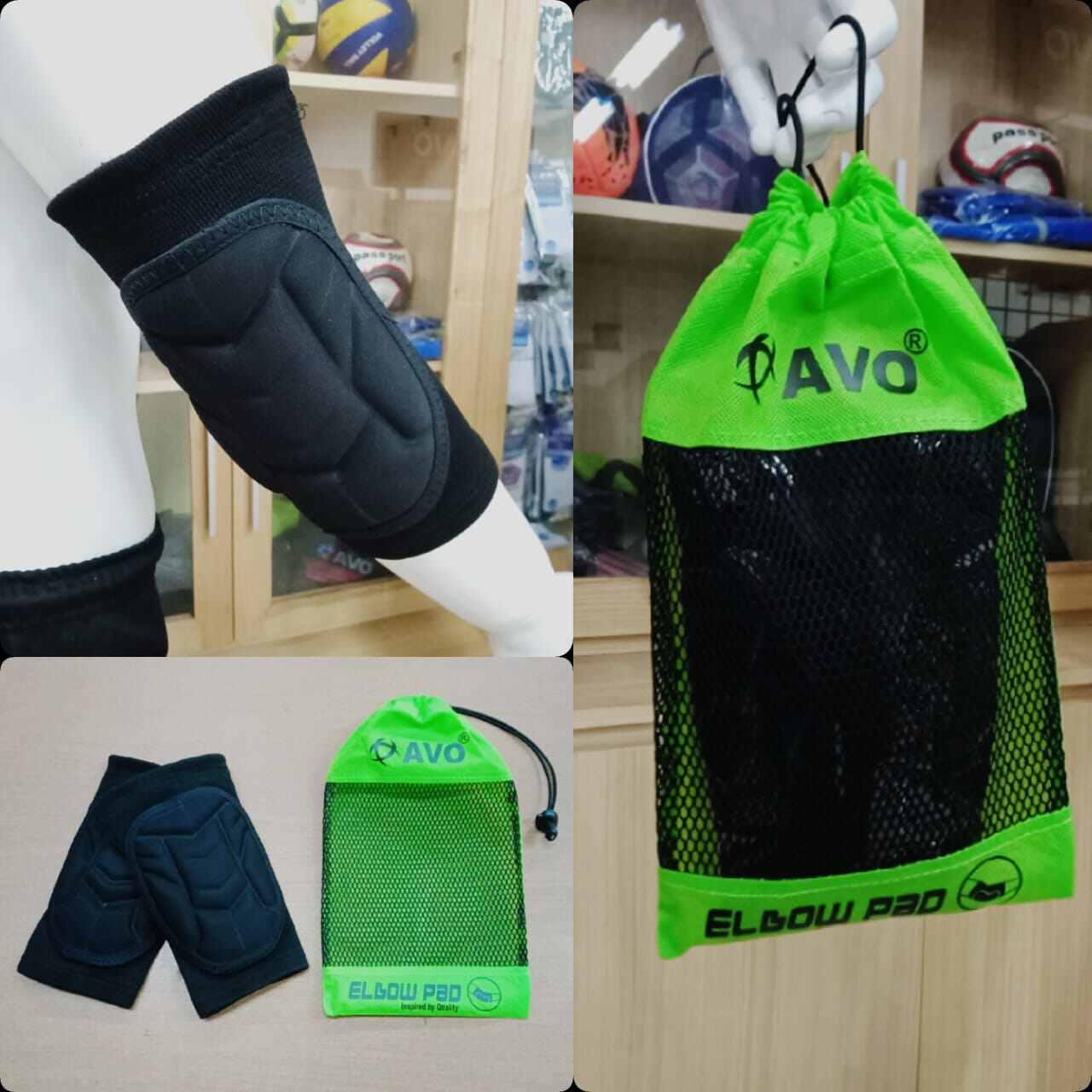 Elbow Pads Futsal Deker Siku Busa Tebal Hitam Polos Original Avo ...