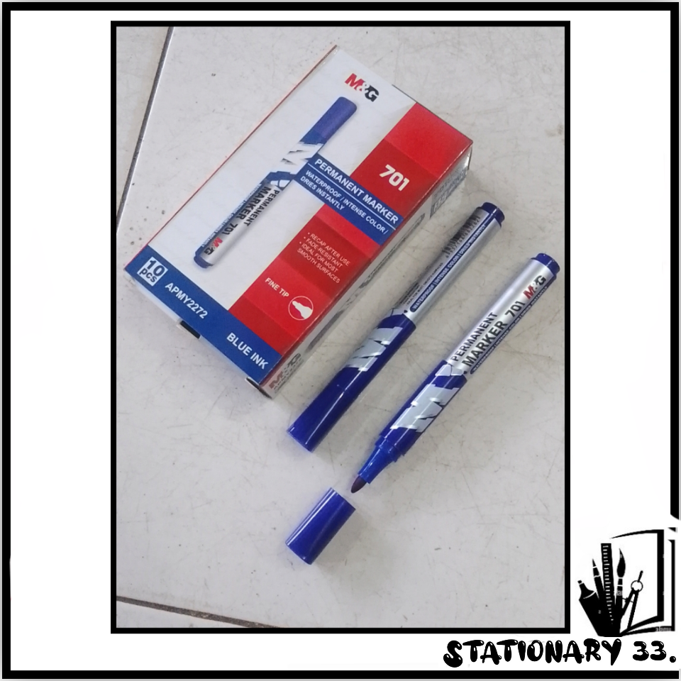 1 Pak Spidol Permanen 701 Mandg Permanent Marker Tinta Biru Isi 10 Pcs Lazada Indonesia
