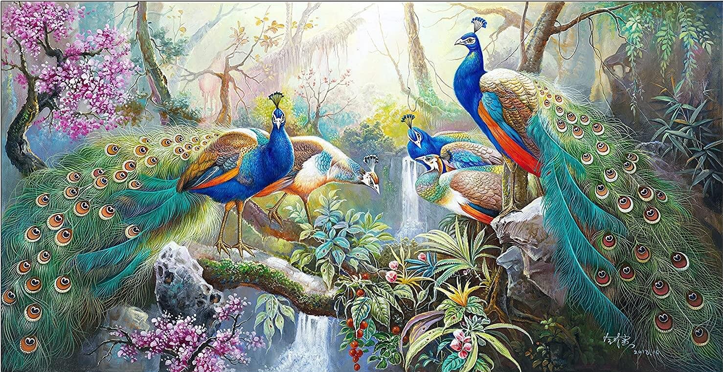 Hiasan Dinding, BURUNG MERAK, Ukuran JUMBO, 100x70cm & 150x100cm ...