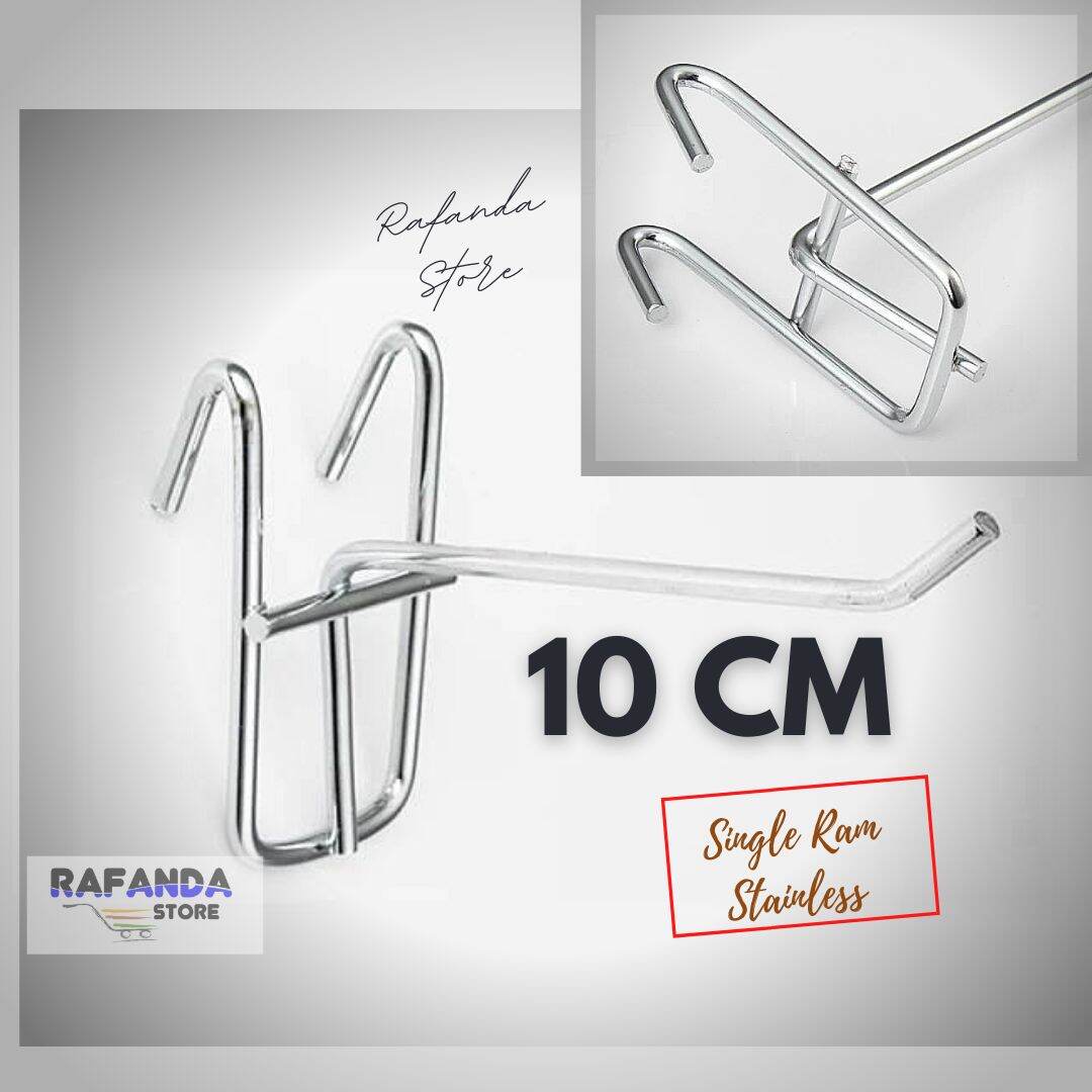 Single ram stainless 10cm hook ram stainless gantungan aksesoris ...