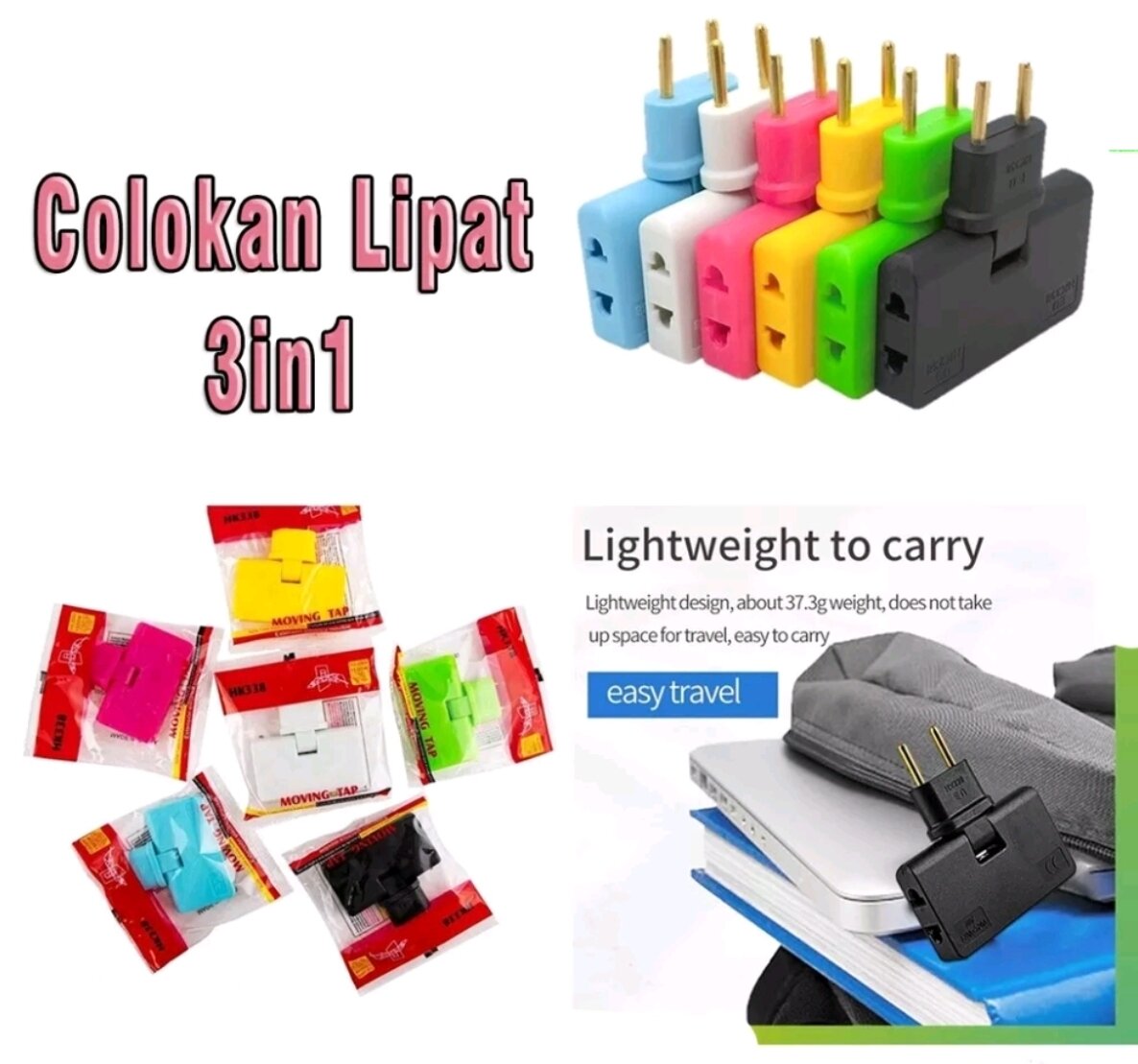 Colokan Lipat 3in1 Power Socket Extension Travel Adaptor Soket Outlet ...