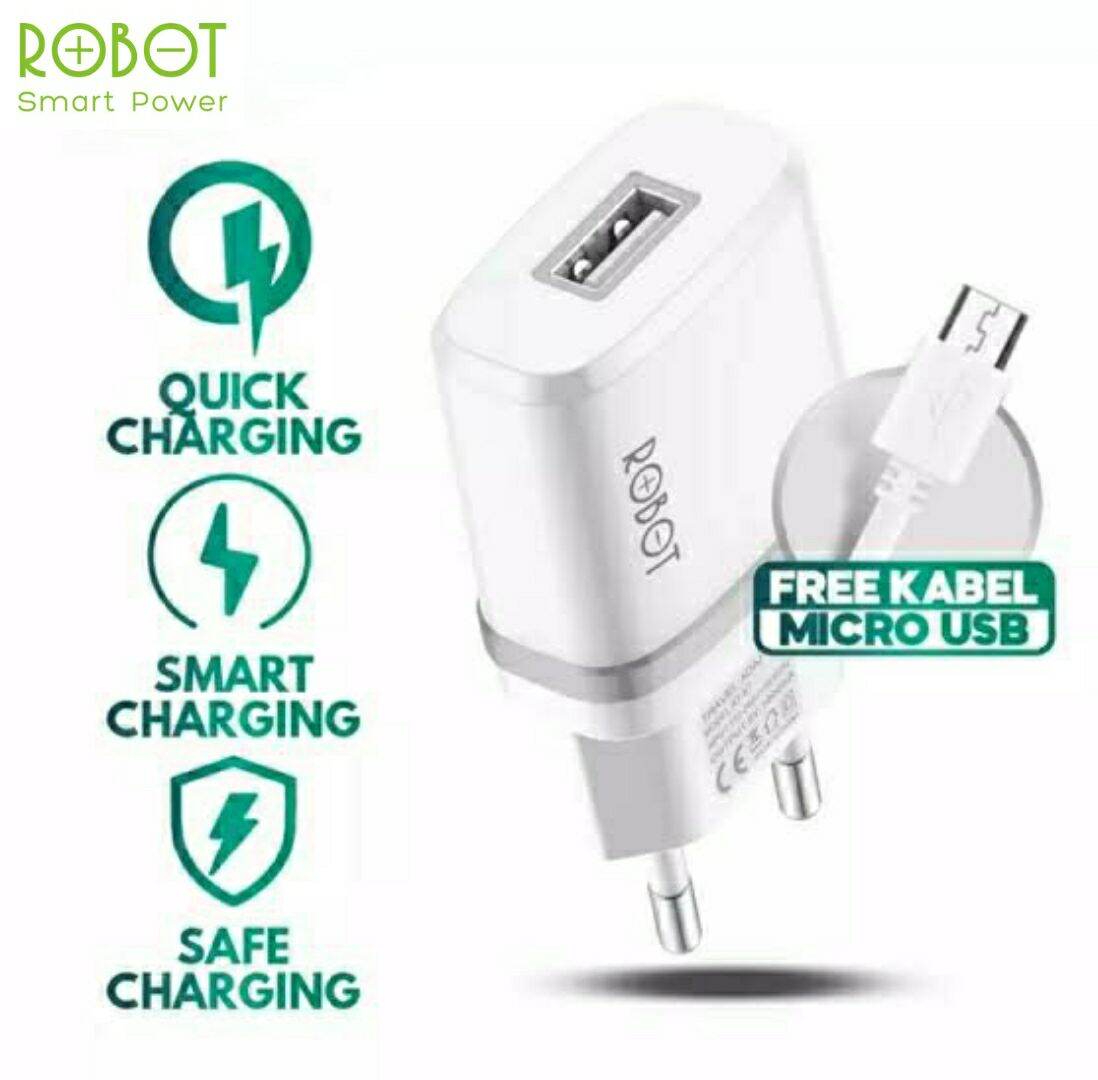 Charger Casan ROBOT RT-K7 Output 5V/1A Fireproof Free Kabel Micro USB ...