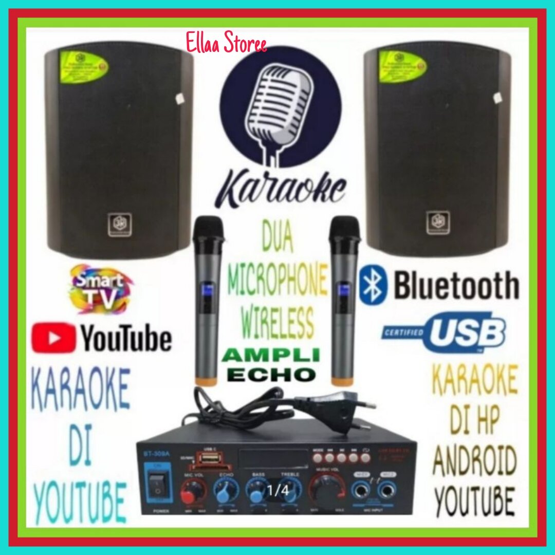 Paket Karaoke Set Speaker 3R 5 IN Ampli Mini Karaoke Smart Tv 2 Mic ...