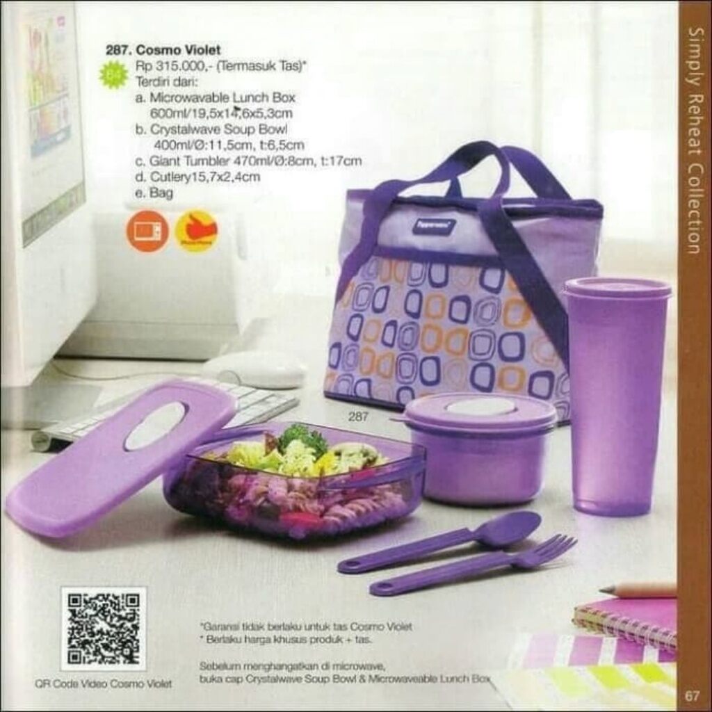 Tupperware Cosmo Violet Lunch Set Bekal Makan | Lazada Indonesia