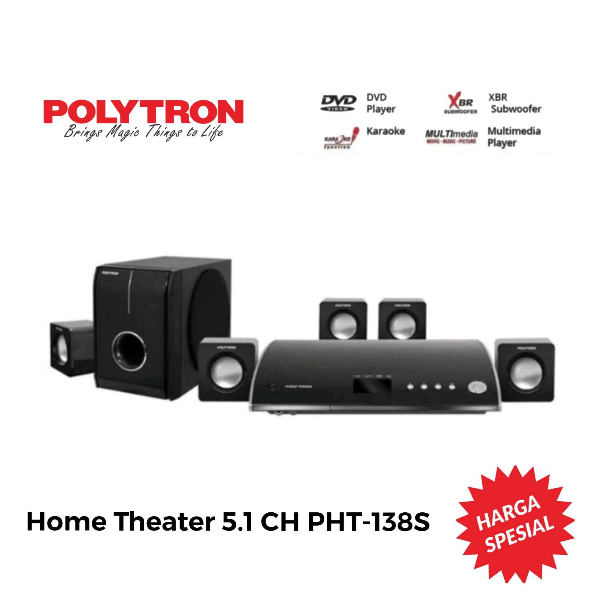 POLYTRON Home Theater 5.1 CH PHT-138S Karaoke DVD PLAYER GARANSI RESMI ...