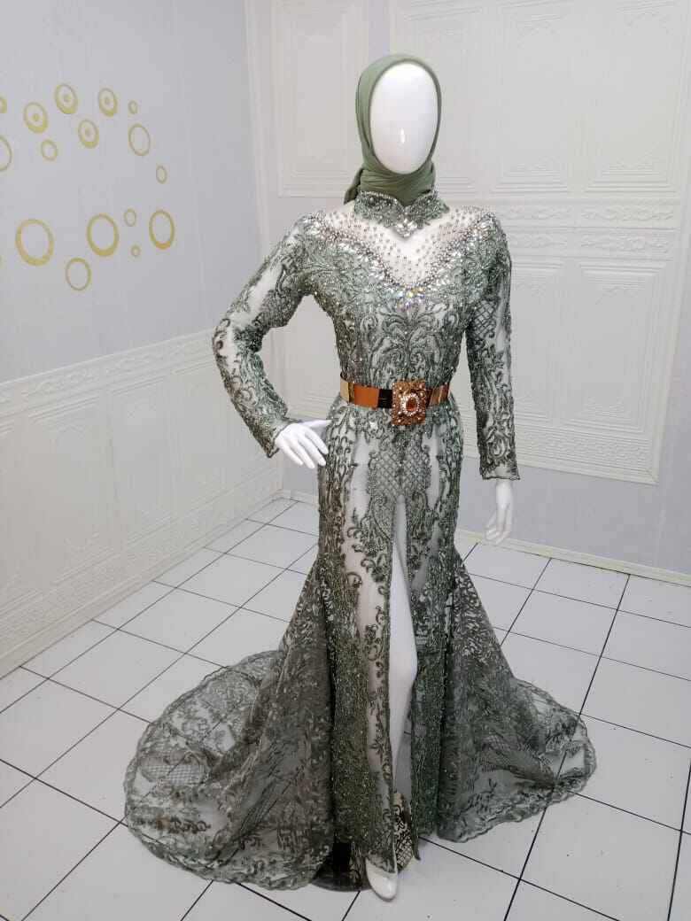 GAUN SLIM EKOR IJO SAGE FULL PAYET | Lazada Indonesia