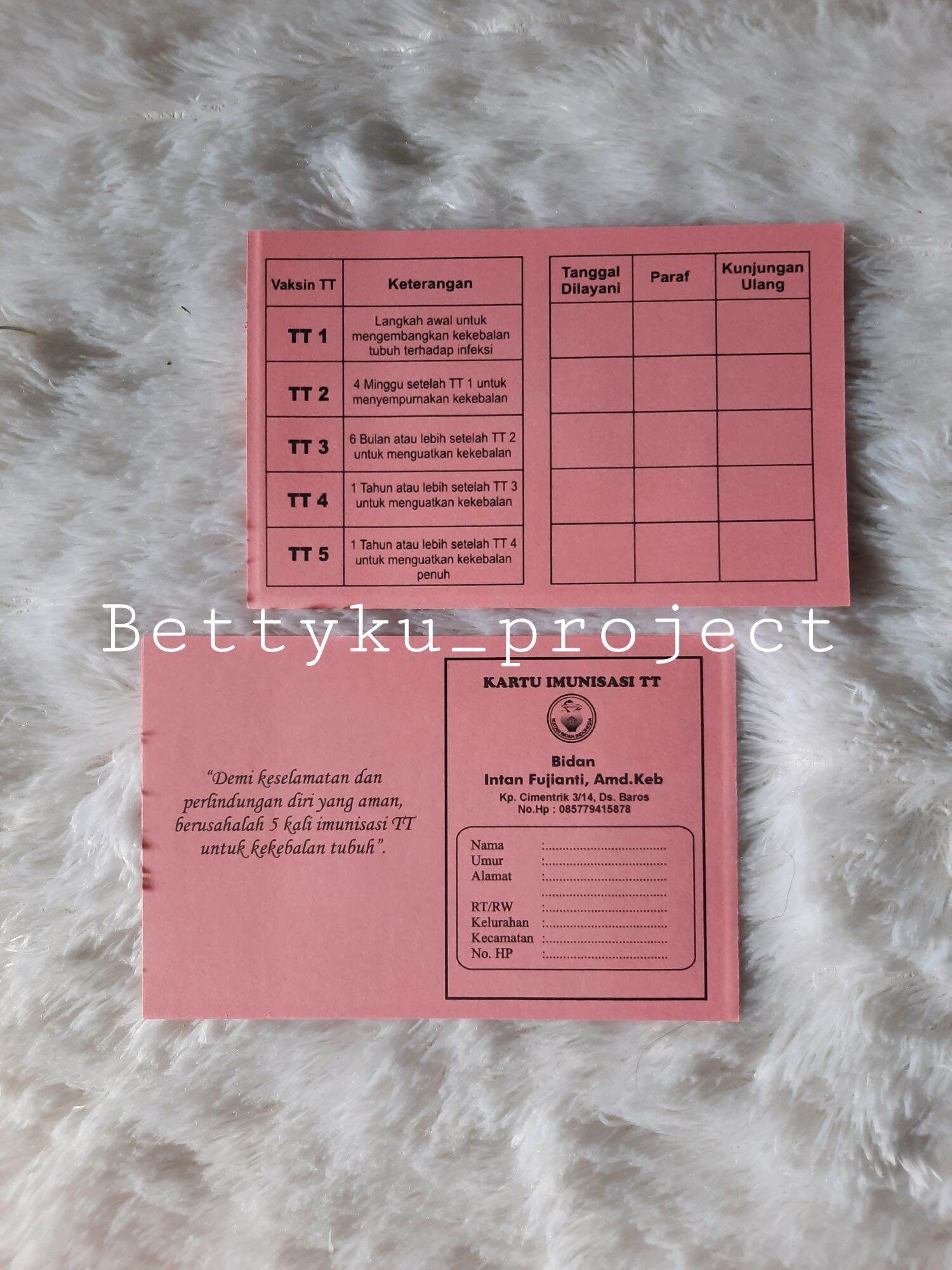 KARTU IMUNISASI TT ( 100 PCS) CUSTOM NAMA DAN LOGO | Lazada Indonesia