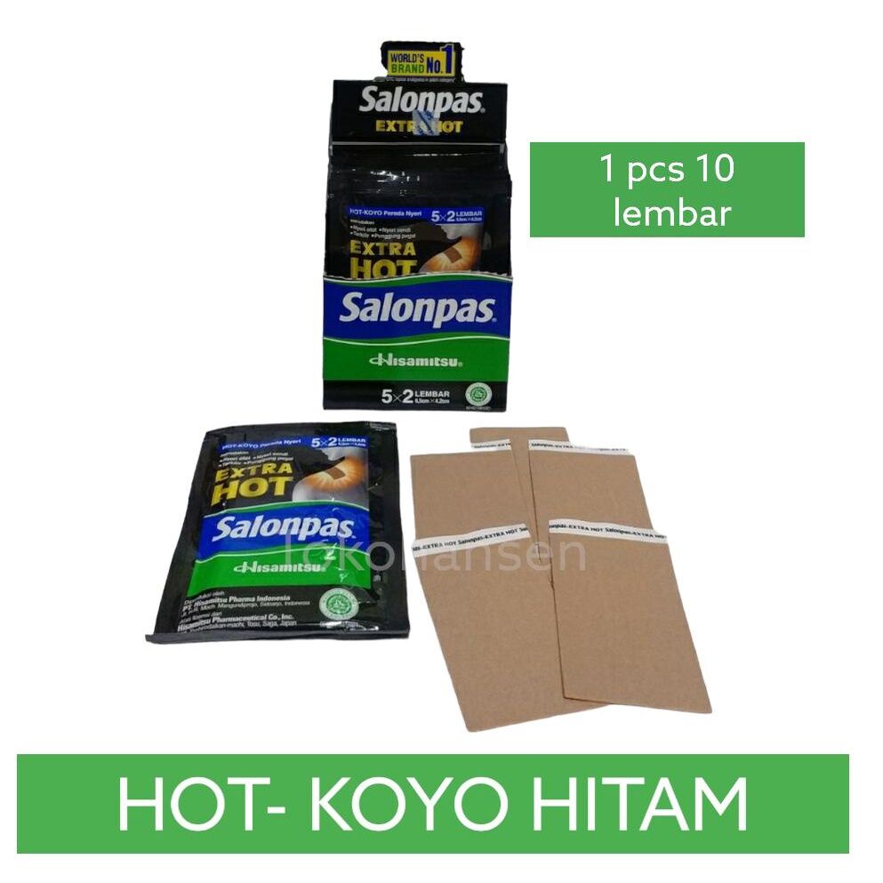 koyo salonpas extra hot 1 bgks 10 lembar kemasan hitam | Lazada Indonesia