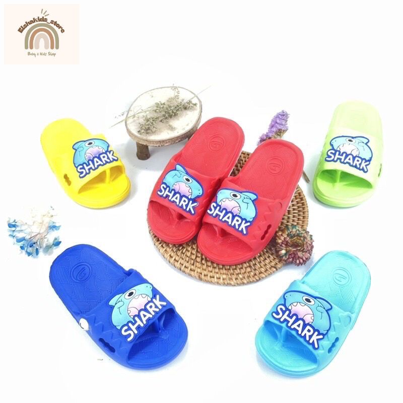 DULUX 306D-sandal anak karakter ikan baby shark/sandal selop/unisex ...