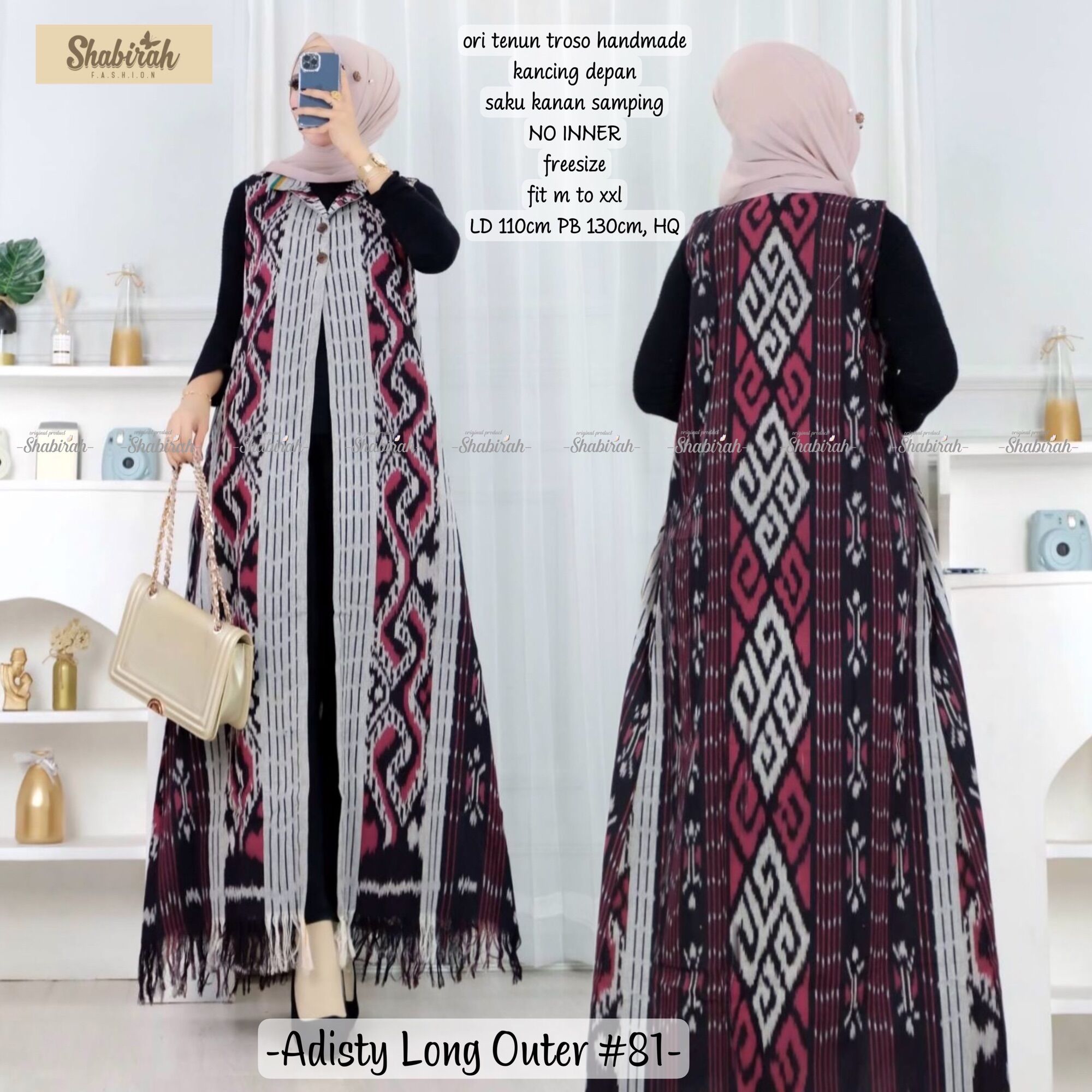 Adisty Outer cardi tenun / Cardigan Tenun Etnik Pria / Tenun cardigan ...
