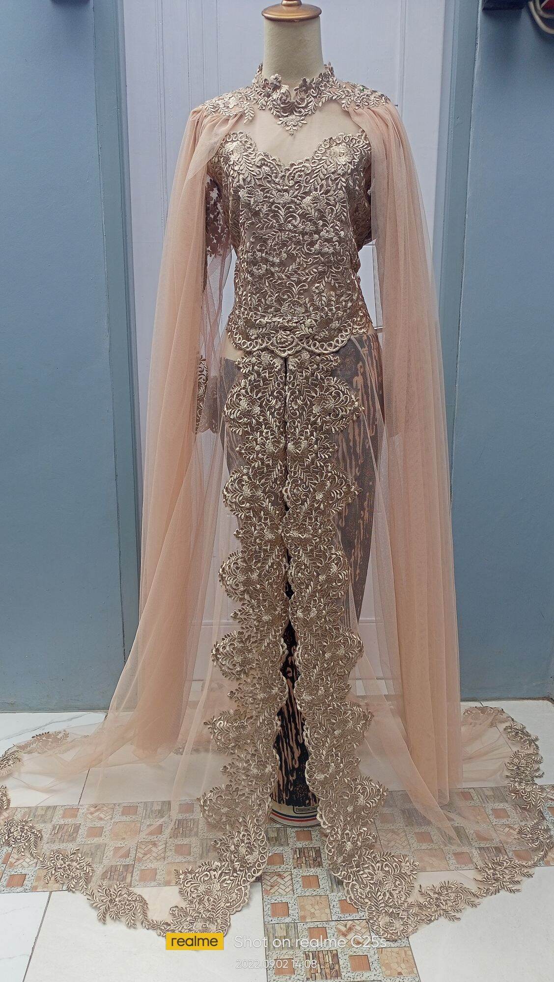 kebaya akad nikah/kebaya ekor panjang/gaun akad/gaun pengantin | Lazada ...