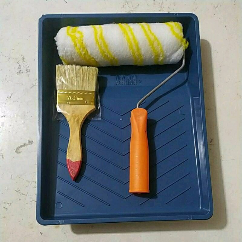 Bak cat paket ekonomis 3 in 1. bak cat + kuas rol + kuas 3 inc . harga ...