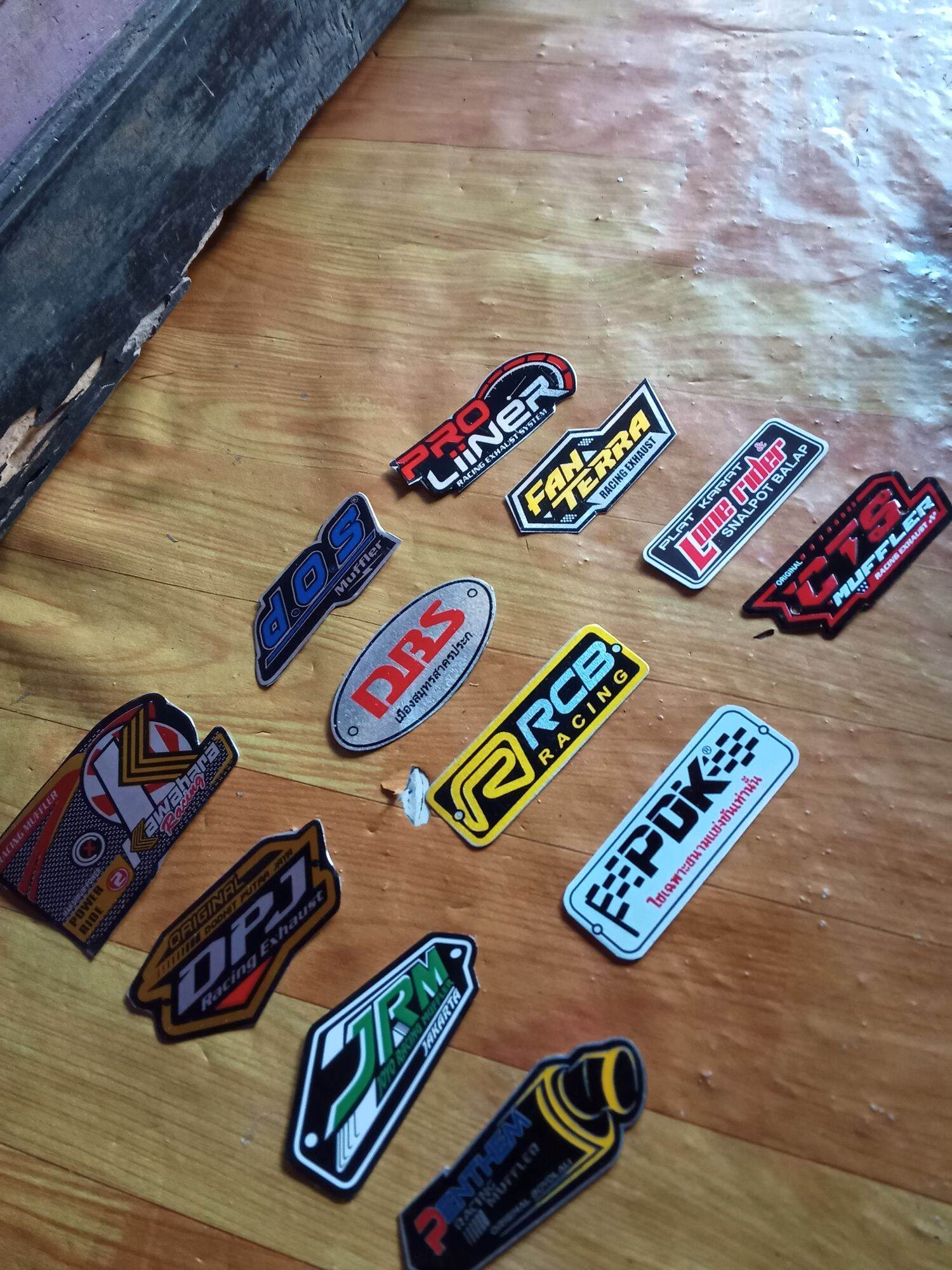 logo emblem knalpot racing merk Kawahara, DOS, PROLINER, DPJ, DBS ...