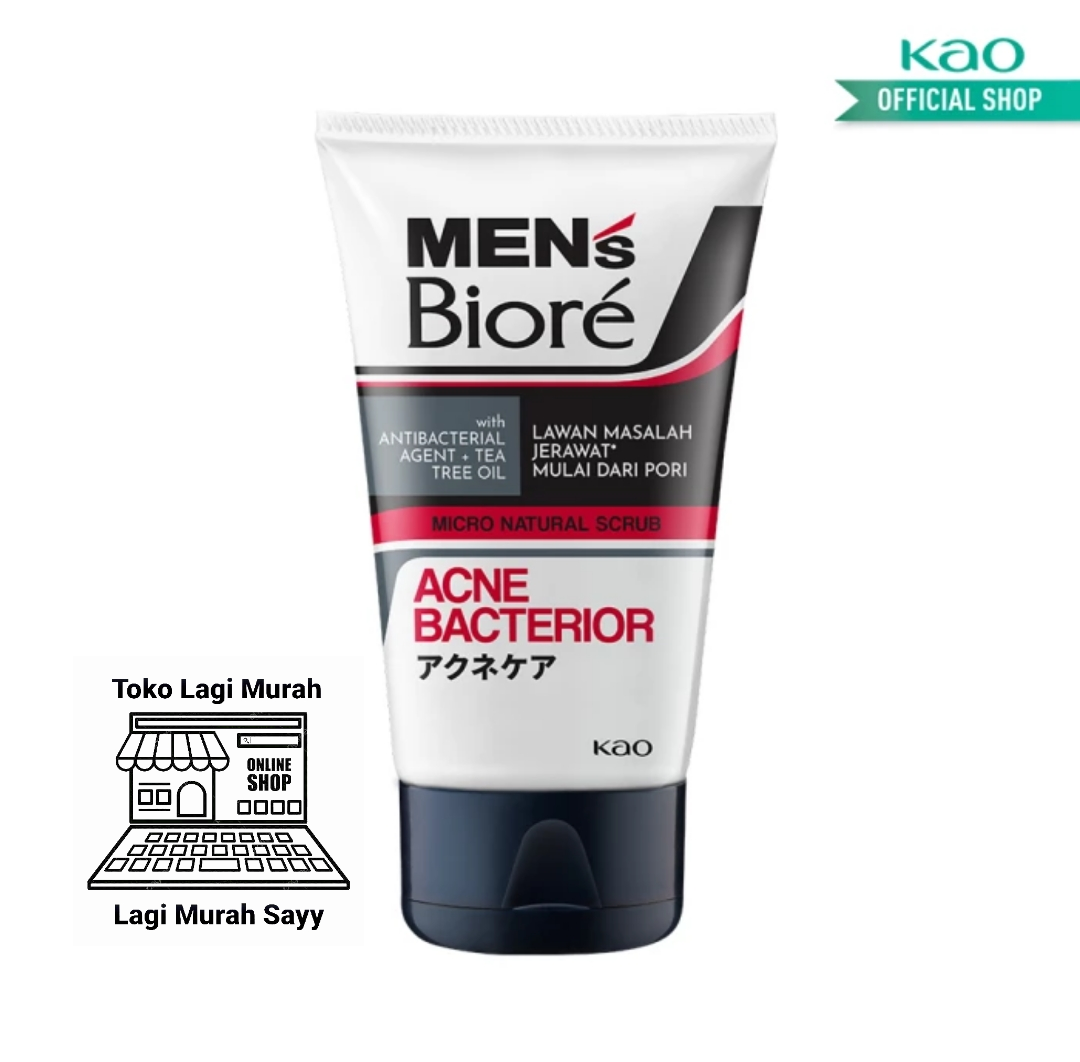 Mens Biore Double Scrub Facial Wash Acne Bacterior 100gr , 100 gr ...
